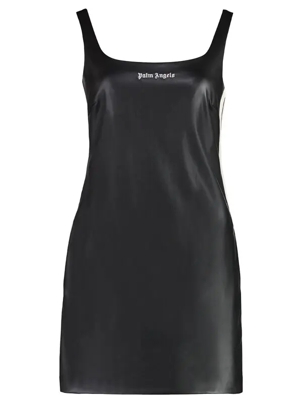 Palm Angels Logo-embroidered Square-neck Mini Dress - Black