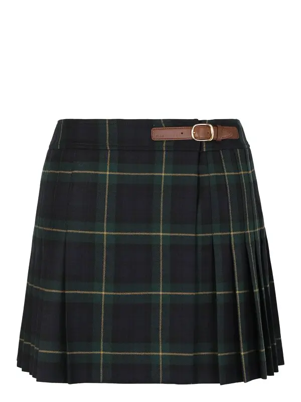 Celine Kilt Mini Skirt In Tartan Wool - Multicolor