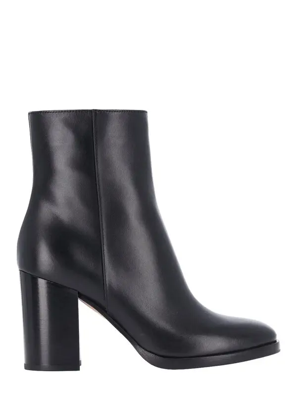 GIANVITO ROSSI Leopard Print Leather Ankle Boots - Black