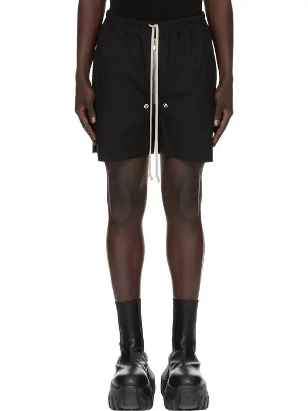 Rick Owens Above-the-knee Poplin Mini Shorts With Drawstring Waist - Nero