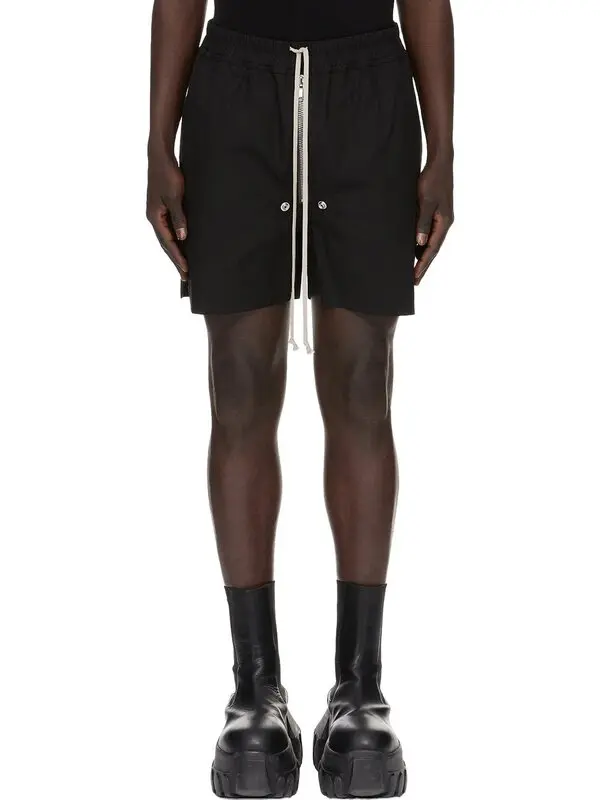 Rick Owens Poplin Shorts With Drawstring Waist - Nero