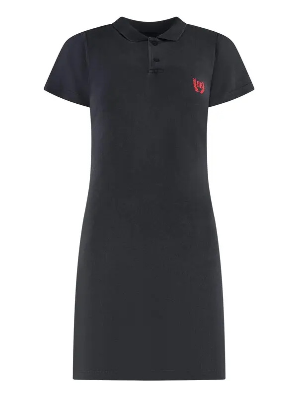Balenciaga Polo Collar Mini Dress - Black