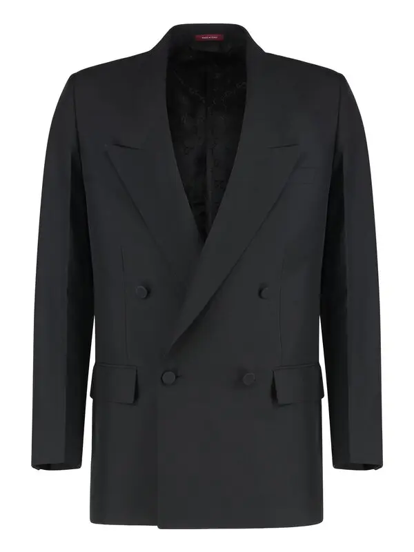 Gucci Wool Gabardine Double-breasted Jacket - Black