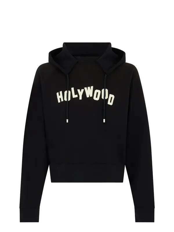 Loewe Cotton Hoodie With Printed Front - Black