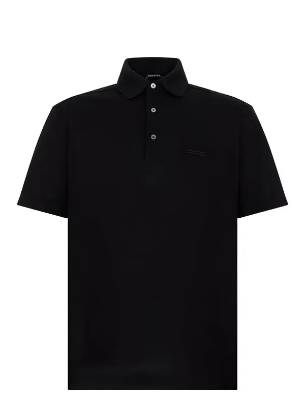 Zegna Premium Cotton Polo Shirt - Black