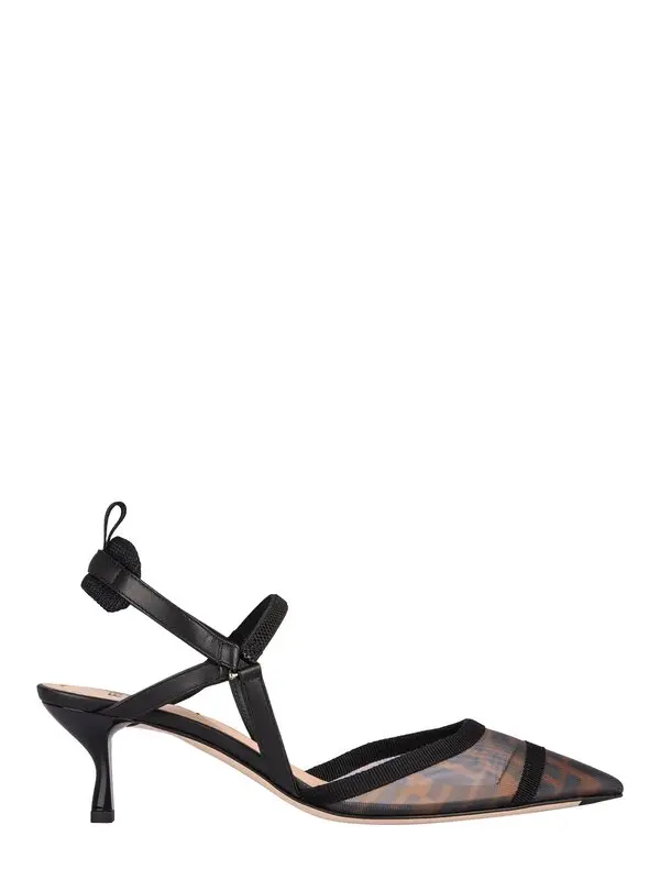 Fendi All Over Logo High Heel Shoes - Brown