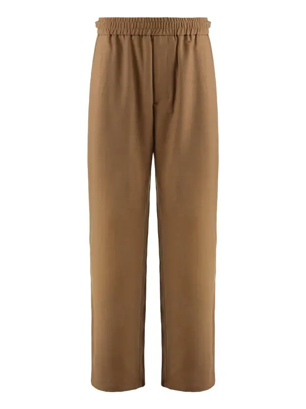 AMI Paris Elasticated Wool Twill Trousers - Camel
