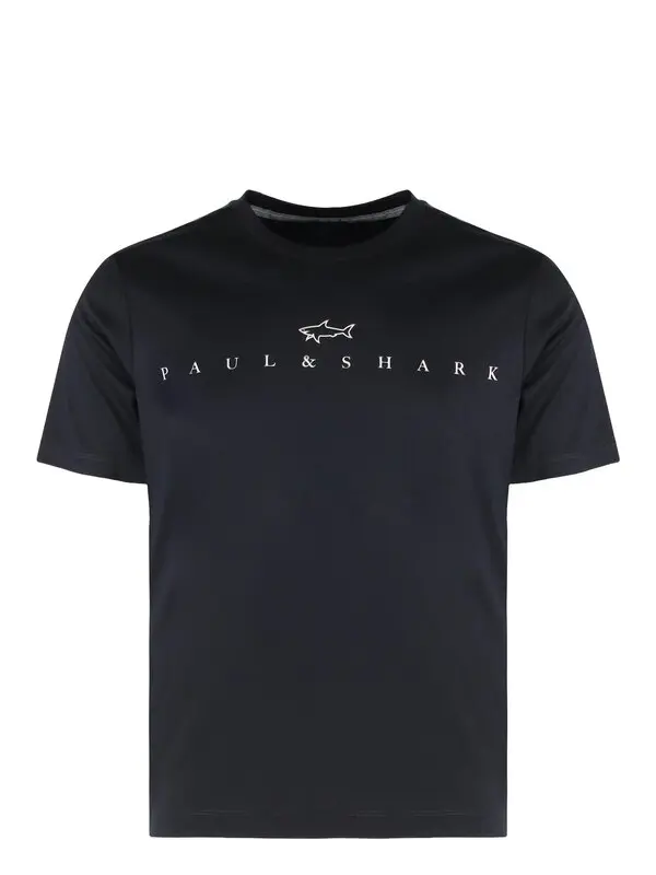 Paul & Shark Cotton Logo Print T-shirt - Blue