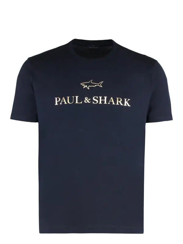 Paul & Shark Cotton Logo Print T-shirt - Blue