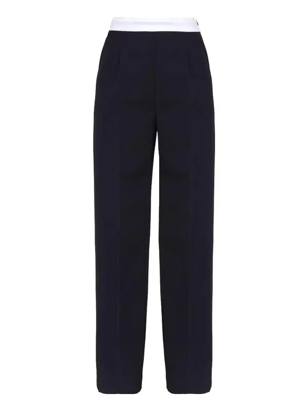 Alexander Wang Pleated Wool Trousers With Logo Elastic Band - Black