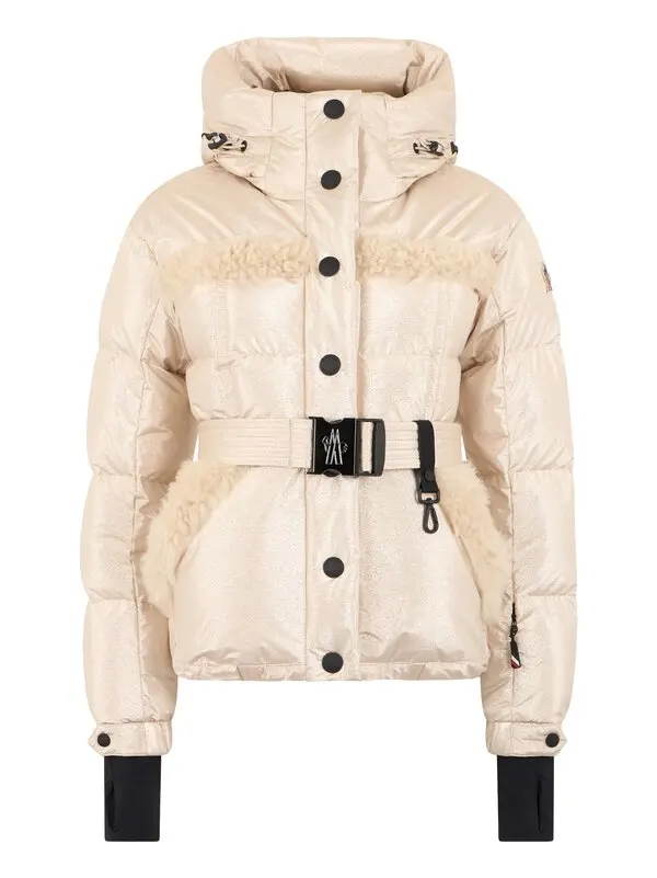 Moncler Mondim Metallic Shearling-trimmed Hooded Insulated Ski Jacket - Beige