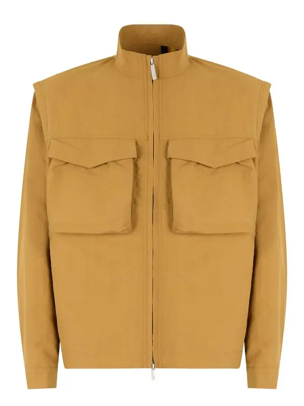 K-WAY Technical Fabric Jacket With Raised Collar And Chest Pockets - Mustard