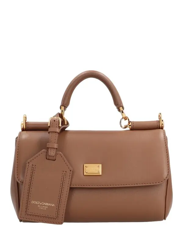 Dolce & Gabbana My Sicily Mini Handbag In Plongé Calfskin - Brown