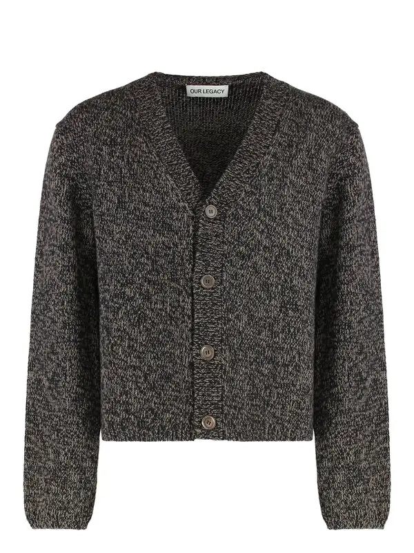 Our Legacy Academy Cardigan In Bear Twist Mouline Wool - Grey