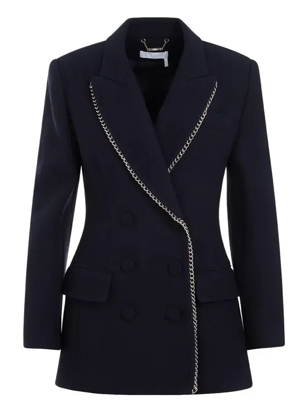 Chloé Chain-link Trim Double-breasted Blazer - Blue