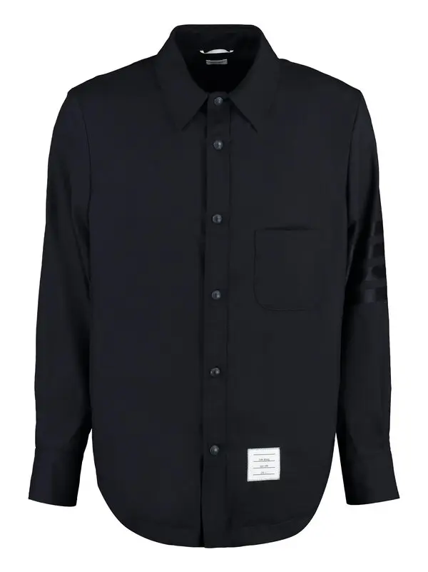 Thom Browne 4-bar Detailed Wool Overshirt - Blue