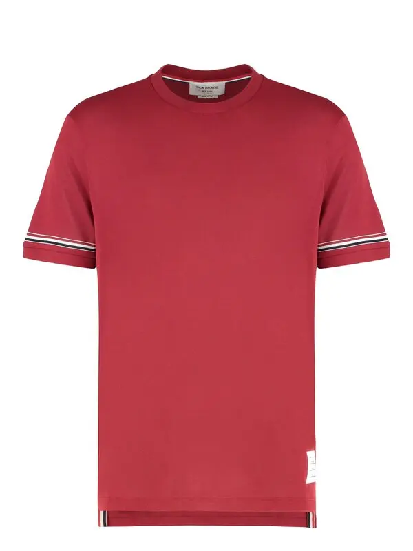 Thom Browne Crew Neck T-shirt In Cotton - Red