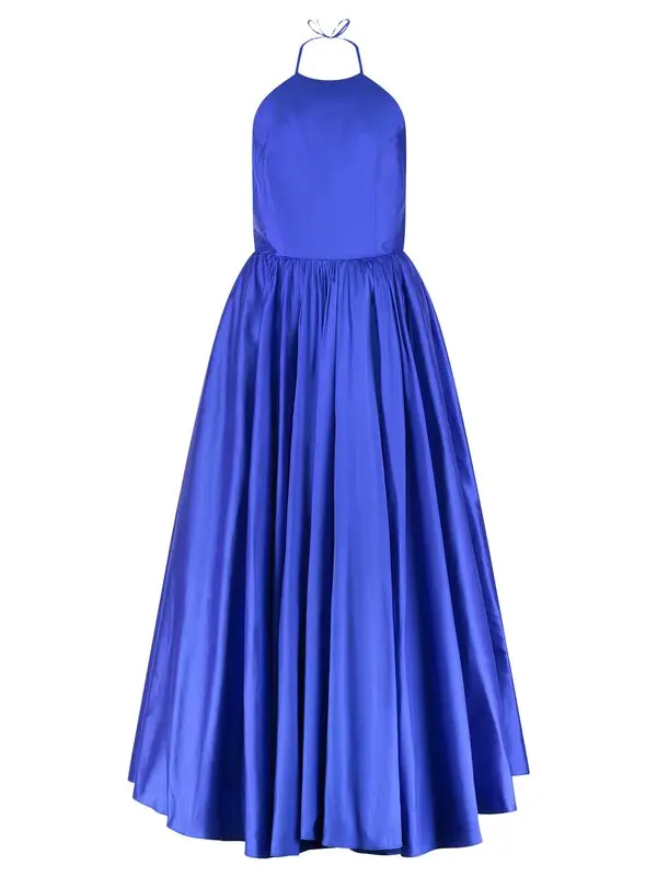 THE NEW ARRIVALS ILKYAZ OZEL Silk Open-back Gown - Blue