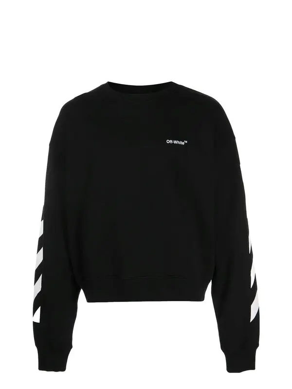 Off-White Stripe Logo Long Sleeve Sweatshirt - Black