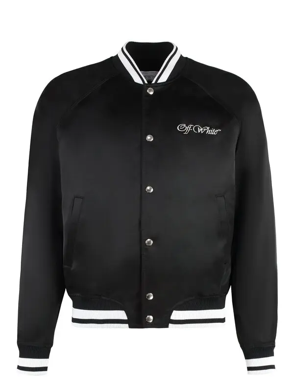 Off-White College Satin Bomber Jacket - Black