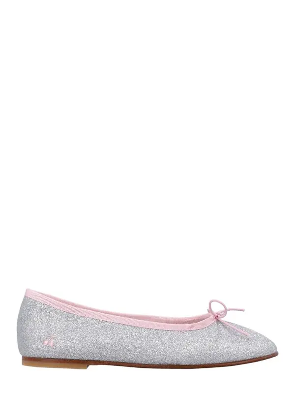 Bonpoint Glitter Ballerina Flats With Bow Detailing - Argento