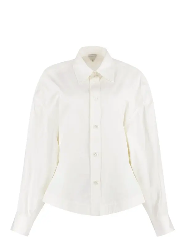 Bottega Veneta Asymmetric Hem Long Sleeve Shirt - Ivory
