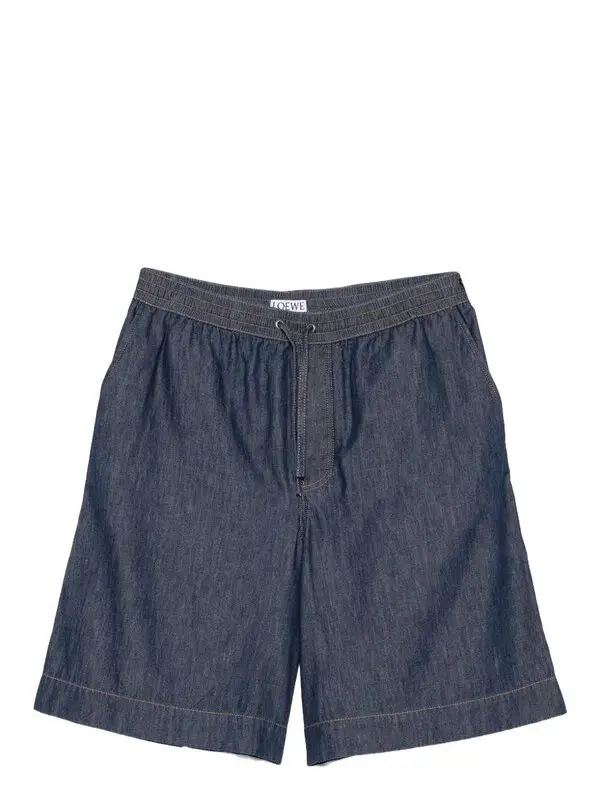 Loewe Wide-leg Drawstring Shorts In Silk & Nylon - Blue