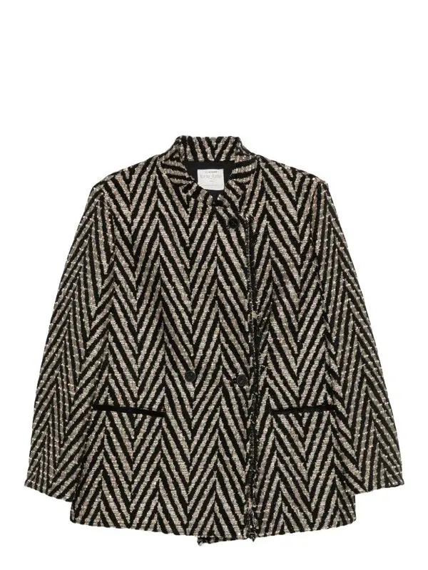 FORTE_FORTE Chevron Double-breasted Jacket - Black