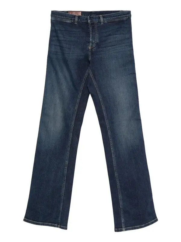 Gucci Denim Cotton Jeans With Stripes - Blue