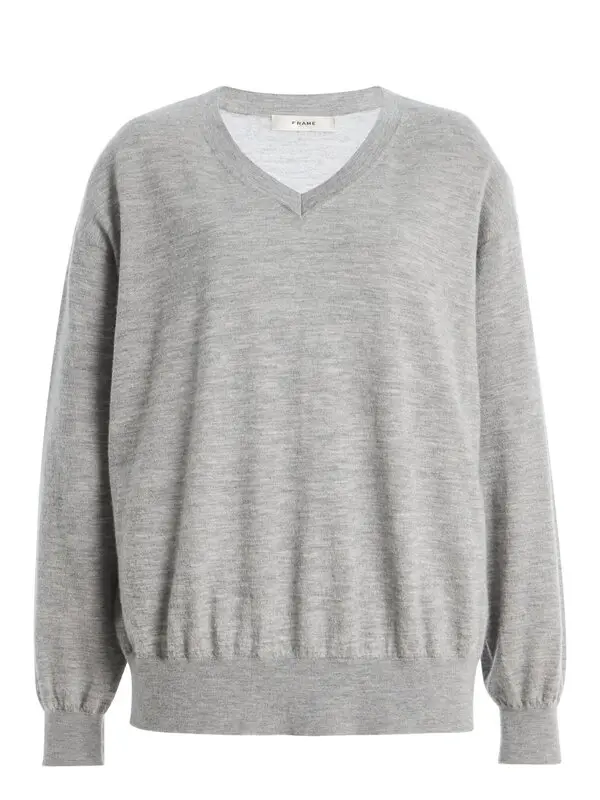 FRAME Cashmere V-neck Sweater - Grey