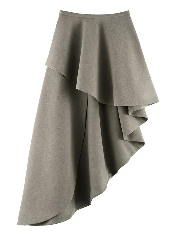 Arakii Spiral Asymmetrical Poplin Midi Skirt - Grey