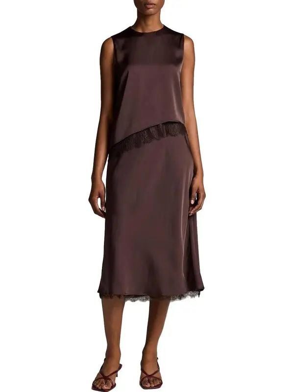 Vince Lace-trimmed Satin Slip Skirt - Iron
