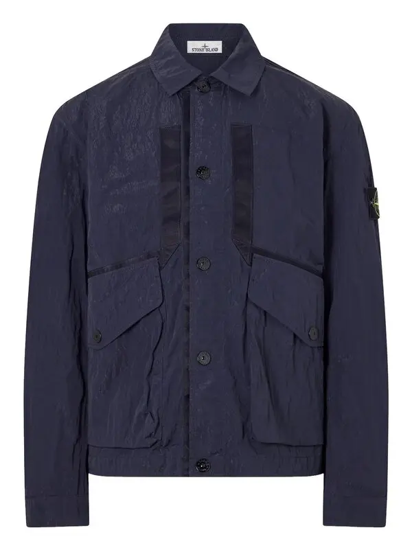 Stone Island Garment-dyed Waxed Shell Jacket - Blue