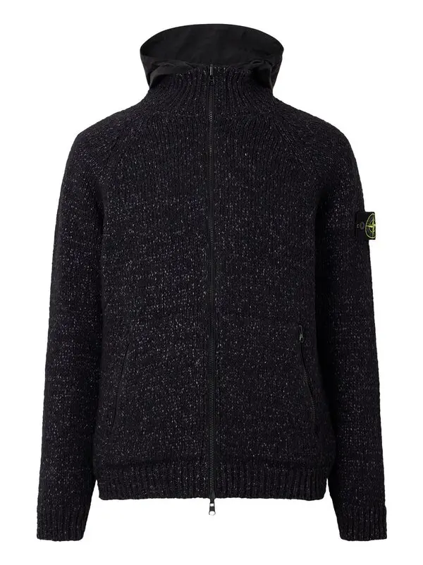 Stone Island Reversible Knitted Cotton-blend Shell Jacket - Black