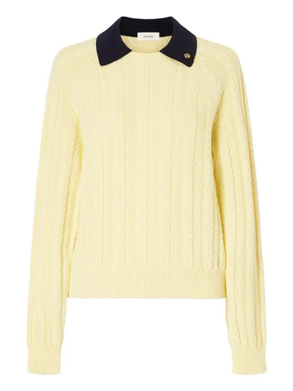 Versace Cable-knit Cotton Sweater - Yellow