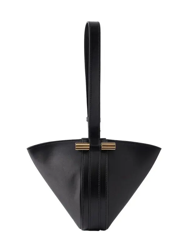 Victoria Beckham Portofino Dia Satin Clutch With Leather Trim - Black