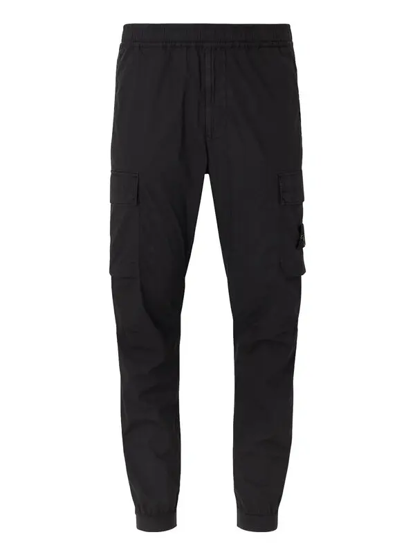 Stone Island Tapered Stretch Cotton-blend Cargo Trousers - Black