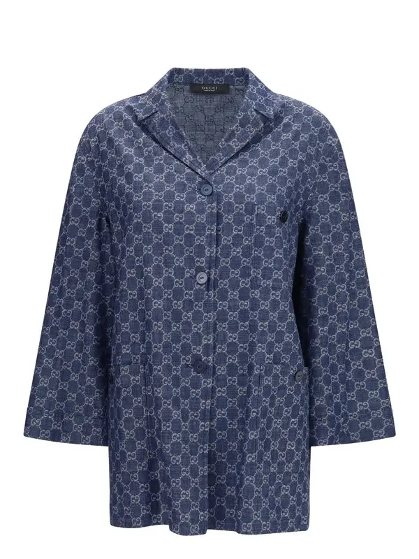 Gucci Gg Jacquard Cotton Jacket - Blue