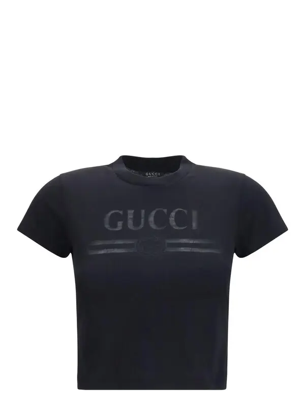 Gucci Cotton Jersey T-shirt With Devoré Interlocking Gg Detail - Black