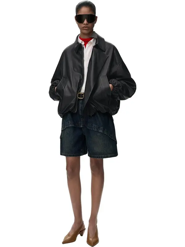 Loewe Nappa Leather Balloon Jacket - Black