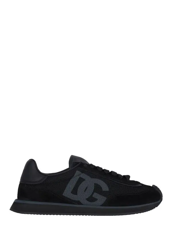 Dolce & Gabbana Dg Cushion Suede And Mesh Sneakers - Black