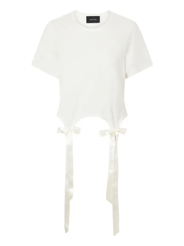Simone Rocha Bow Detailed Jersey T-shirt - Neutrals