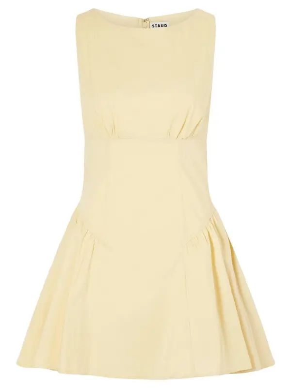Staud Gwen Paneled Cotton-blend Poplin Mini Dress - Yellow