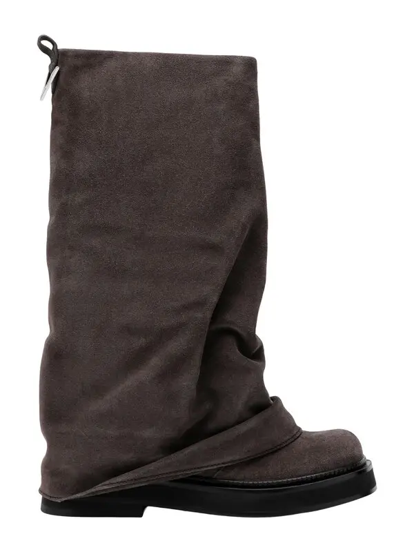 Attico Robin Suede Combat Boots - Grey