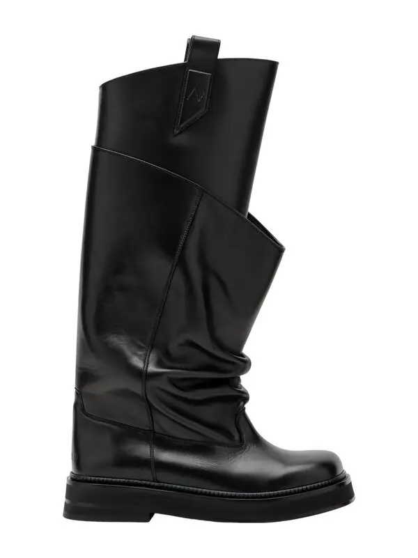 Attico Robin Passeggiata Calf Leather Combat Boots - Black
