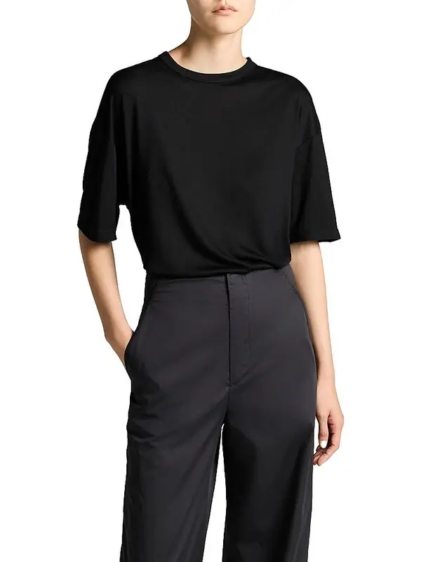 Vince Relaxed Crewneck Top - Black