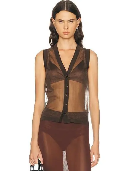 Renggli Sheer Knit Vest - Coffee