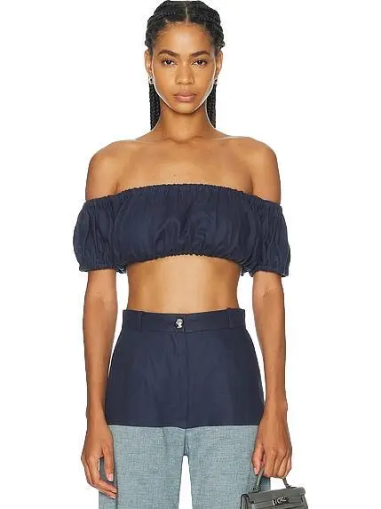Matthew Bruch Bubble Crop Top - Navy