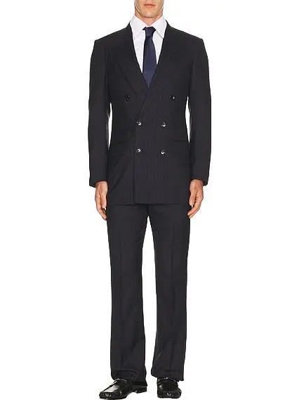 TOM FORD Clear Cut Herringbone Stripe Suit - Navy