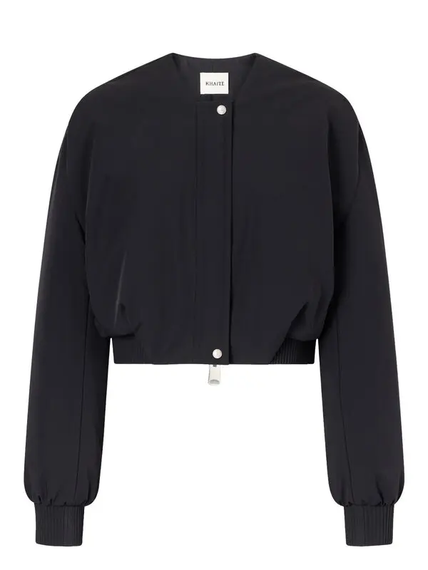 Khaite Cordan' Cropped Shell Bomber Jacket - Black